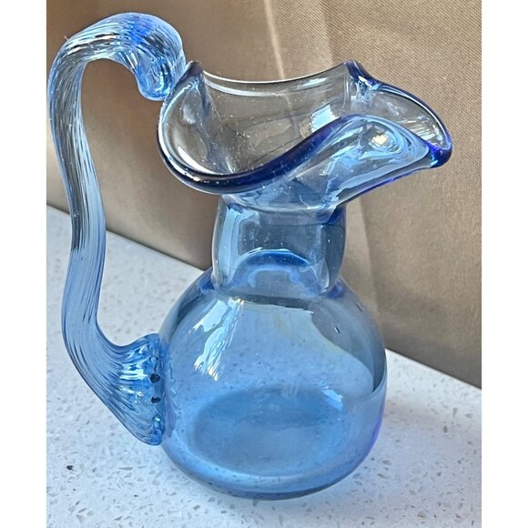 BLENKO | Accents | Blenko Handblown Blue Glass Pitcher Vase Elegant ...